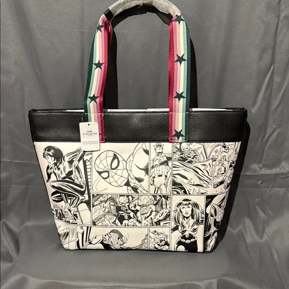 Coach | Bags | Coach Black And White Spiderman Comic Print Tote Bag ...
